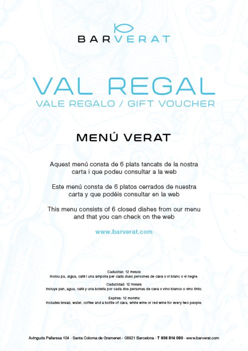 Menú Verat - Lluerna restaurant